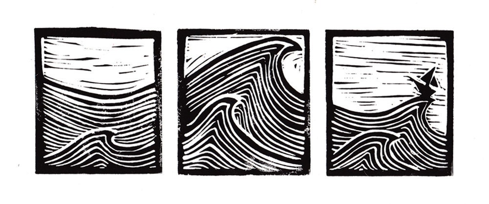 Linocut Waves