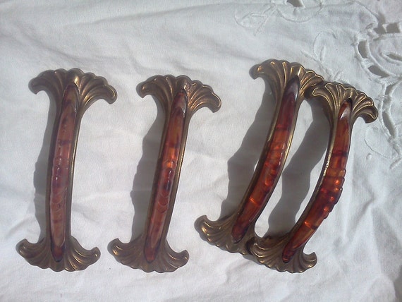 Vintage Drawer Pulls with Tortoise Shell by labellebrocante