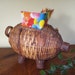 Wicker Pig Basket For Flower Arrangement Decorative Piece