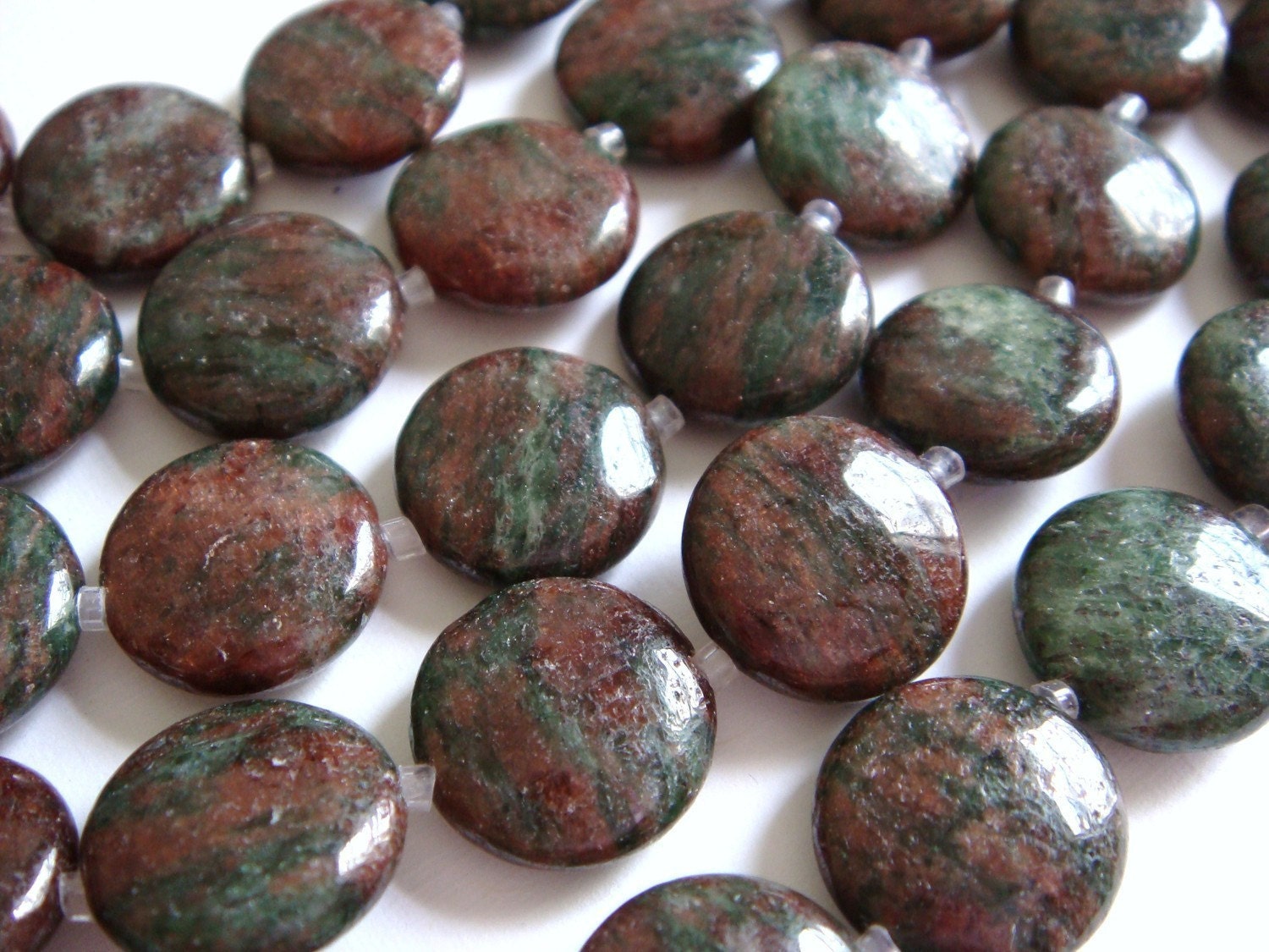 20. Pomegranate Stone 14mm Coin Shape 16 Inches Strand 27pcs