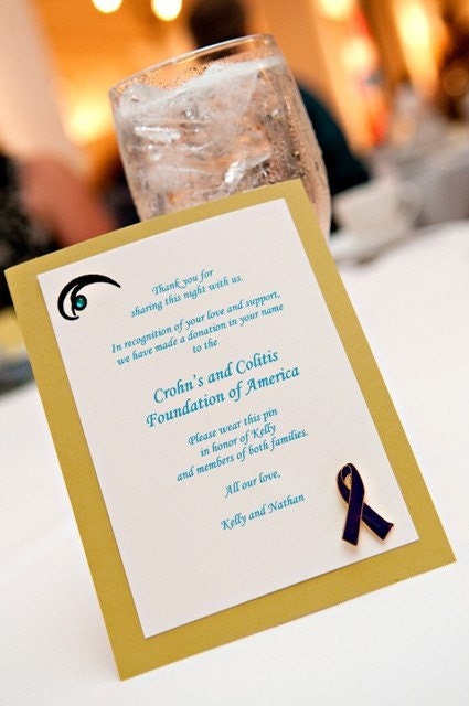 Charity Donation Cards for Your Wedding Including Ribbon Pin of Your ...