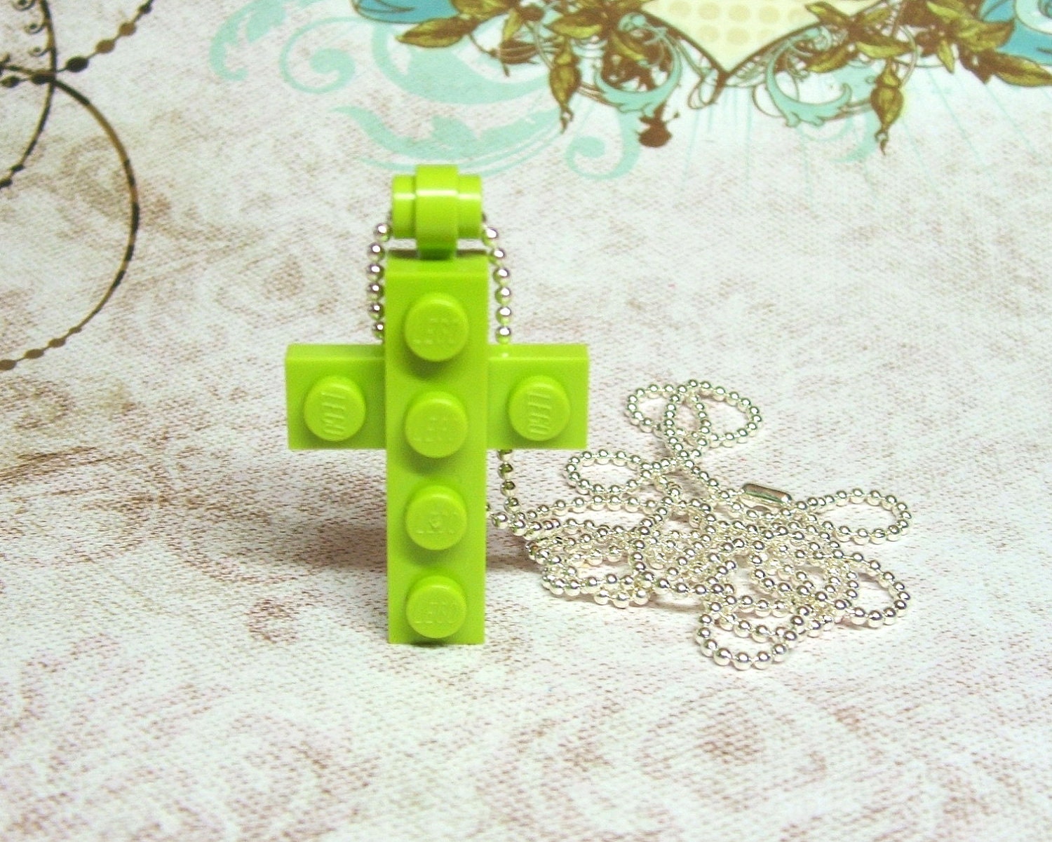 Lime Green Cross made from Genuine LEGO r Pieces