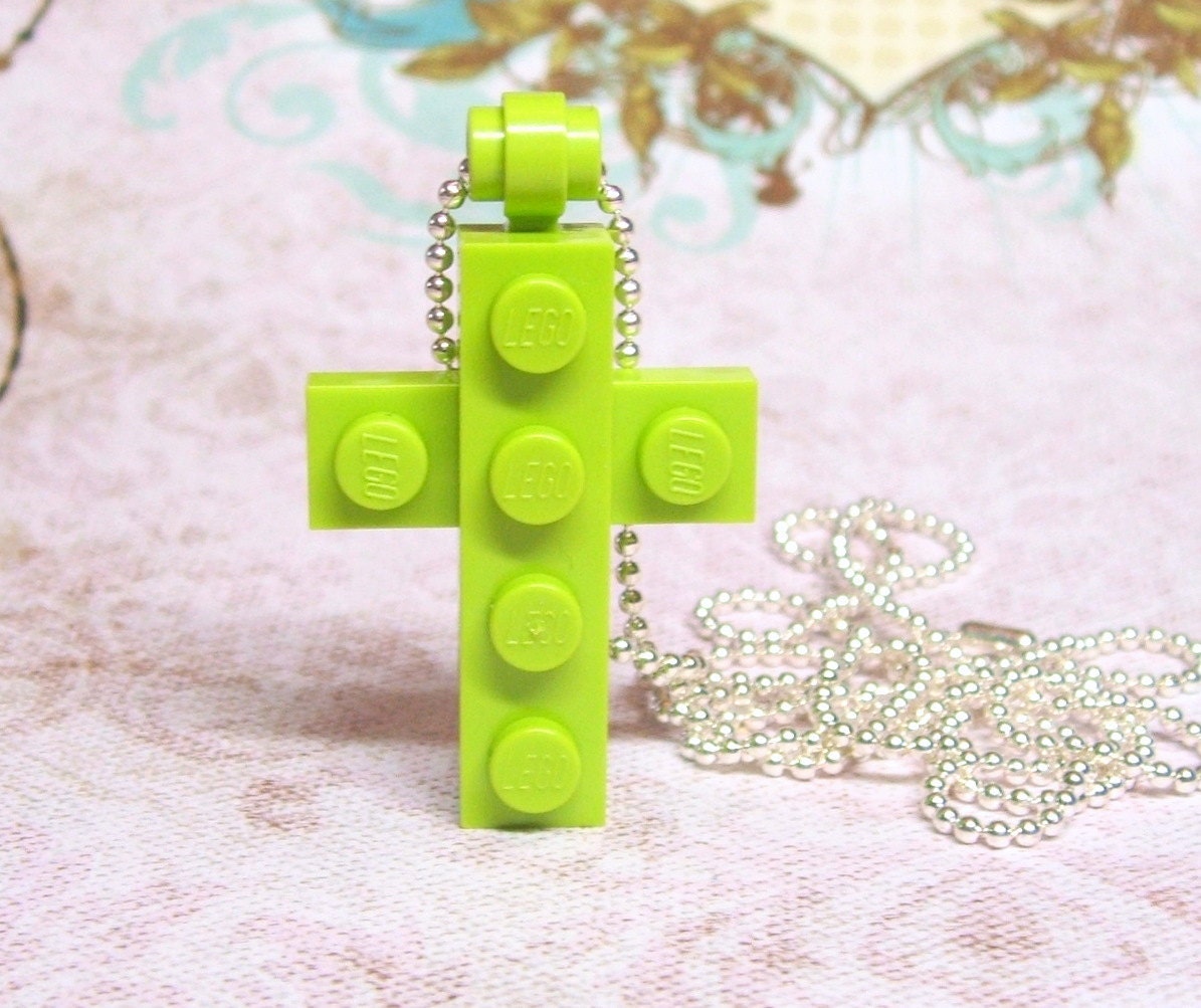 Lime Green Cross made from Genuine LEGO r Pieces