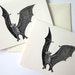 Bat Note Cards Set of 10 in White or Ivory with Matching