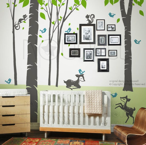 Fantasy Woodland Tree Wall Decal squirrel Nursery fawn Wall