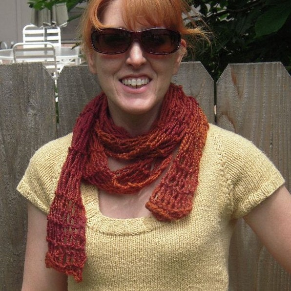 PDF Handspun Scarf Pattern Twisted Drop Stitch Knitting