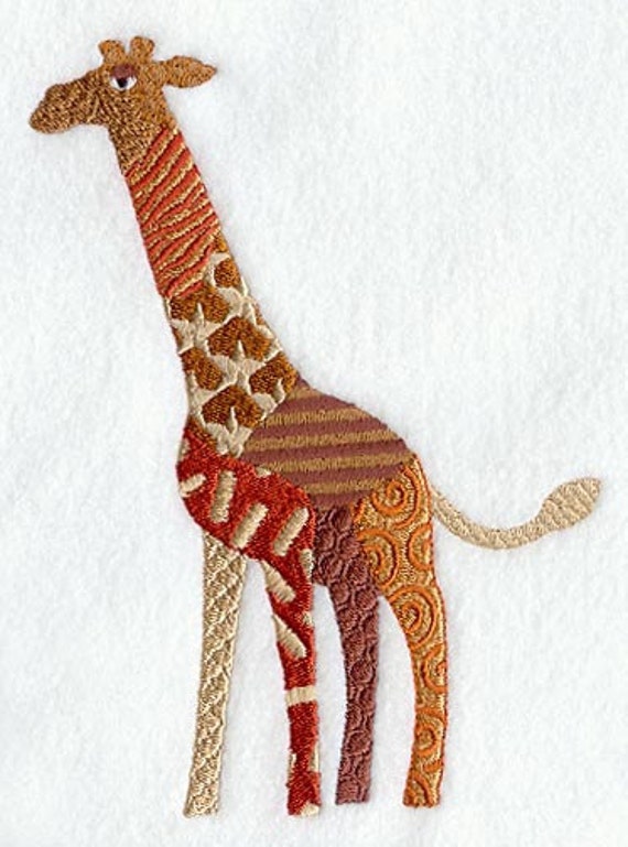 PATCHWORK GIRAFFEE Machine Embroidered Quilt Blocks AZEB