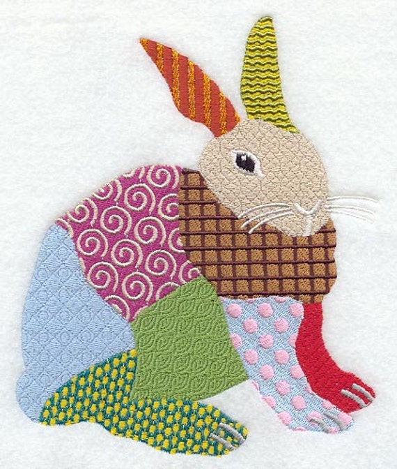 PATCHWORK RABBIT 2 Machine Embroidery Quilt BlocksAzEB