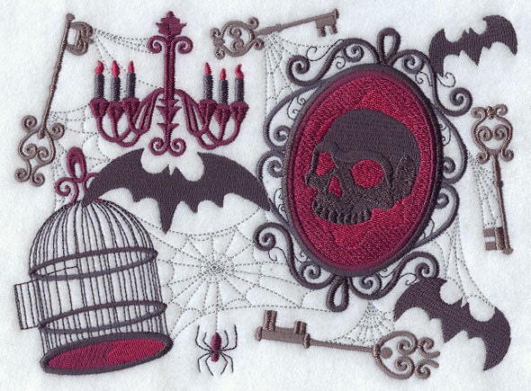 GOTHIC COLLAGE Machine Embroidery Quilt Block Azeb