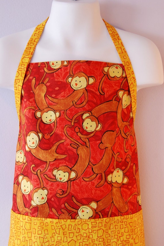 Apron Childs Full Chef or Craft Apron Monkey Business in