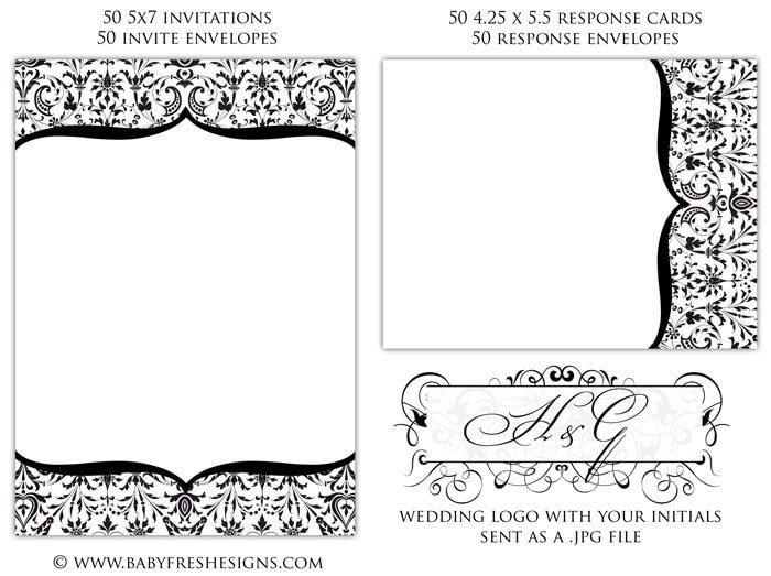 50 Wedding Invitation Kit – includes envelopes – includes WEDDING LOGO ...