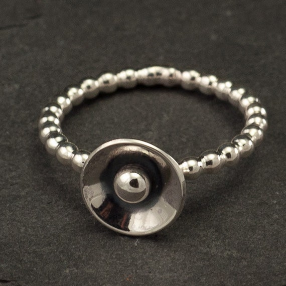 Sterling Silver Ring Modern Silver Ring Domed Disc Ring