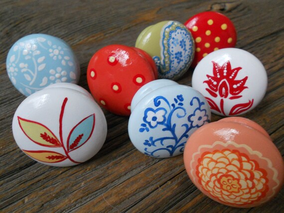 Items similar to NEW hand painted custom drawer knobs on Etsy