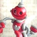 Red Rigby Angel Robot Christmas Ornament Polymer Clay Wire