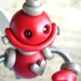 Red Rigby Angel Robot Christmas Ornament Polymer Clay Wire