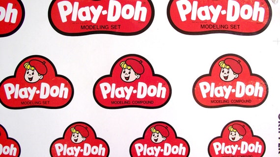 3 Large Vintage Sheets 1960's Play-Doh Label Logo Stickers