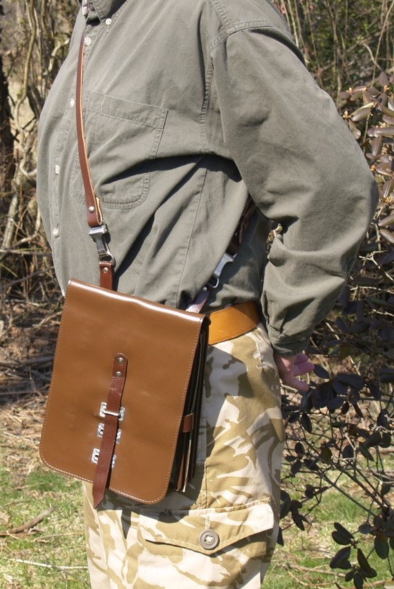 Vintage East German Military Map Case Brown Vinyl With Leather