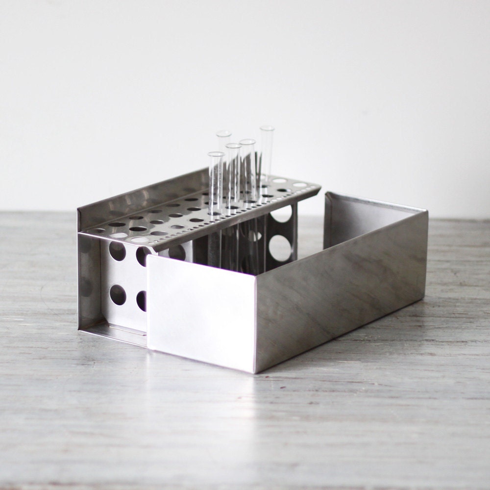 vintage stainless syringe holder case