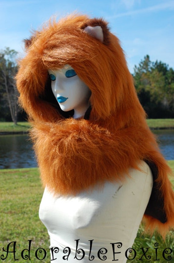 Rust Fox Hat / Hood / Scarf In Stock Cosplay / Furry