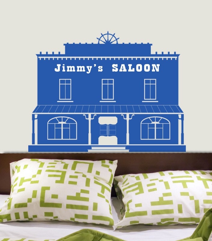 CUSTOM name Western Town Saloon Vinyl Decals Stickers ORIGINAL