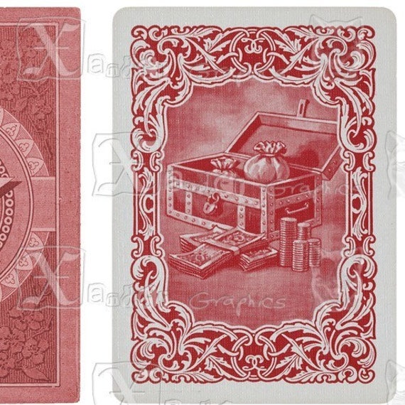 Vintage Playing Cards RED Backs INSTANT DOWNLOAD 8.5 x 11
