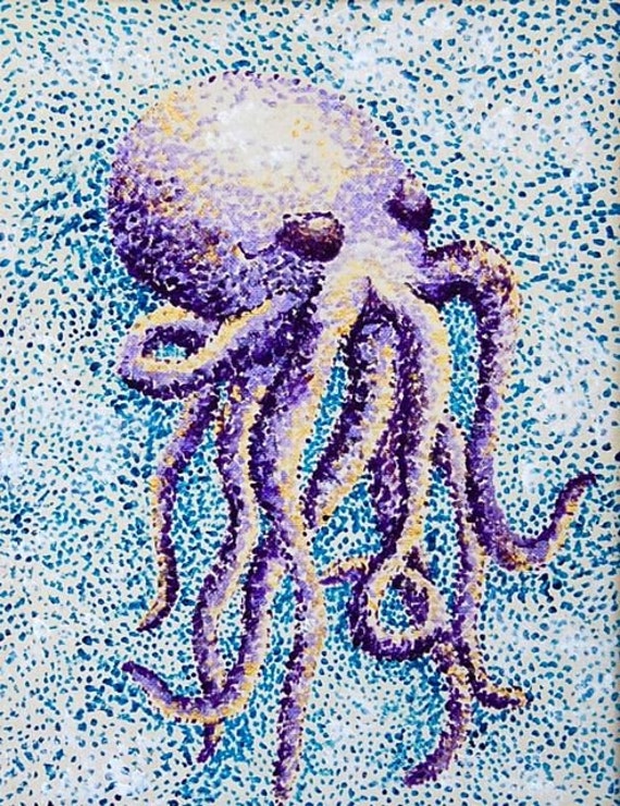 Items similar to PRINT of Original Stipple Octopus Painting on Etsy