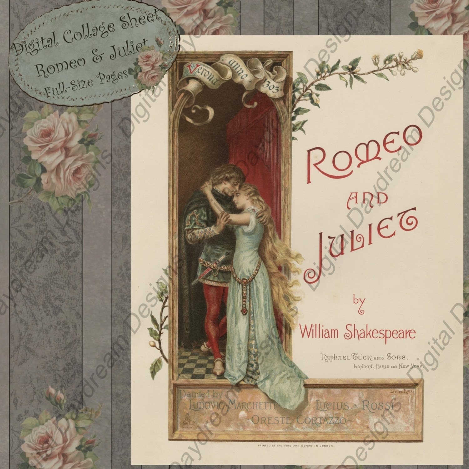 Instant Download Digital Printable Images Romeo and Juliet