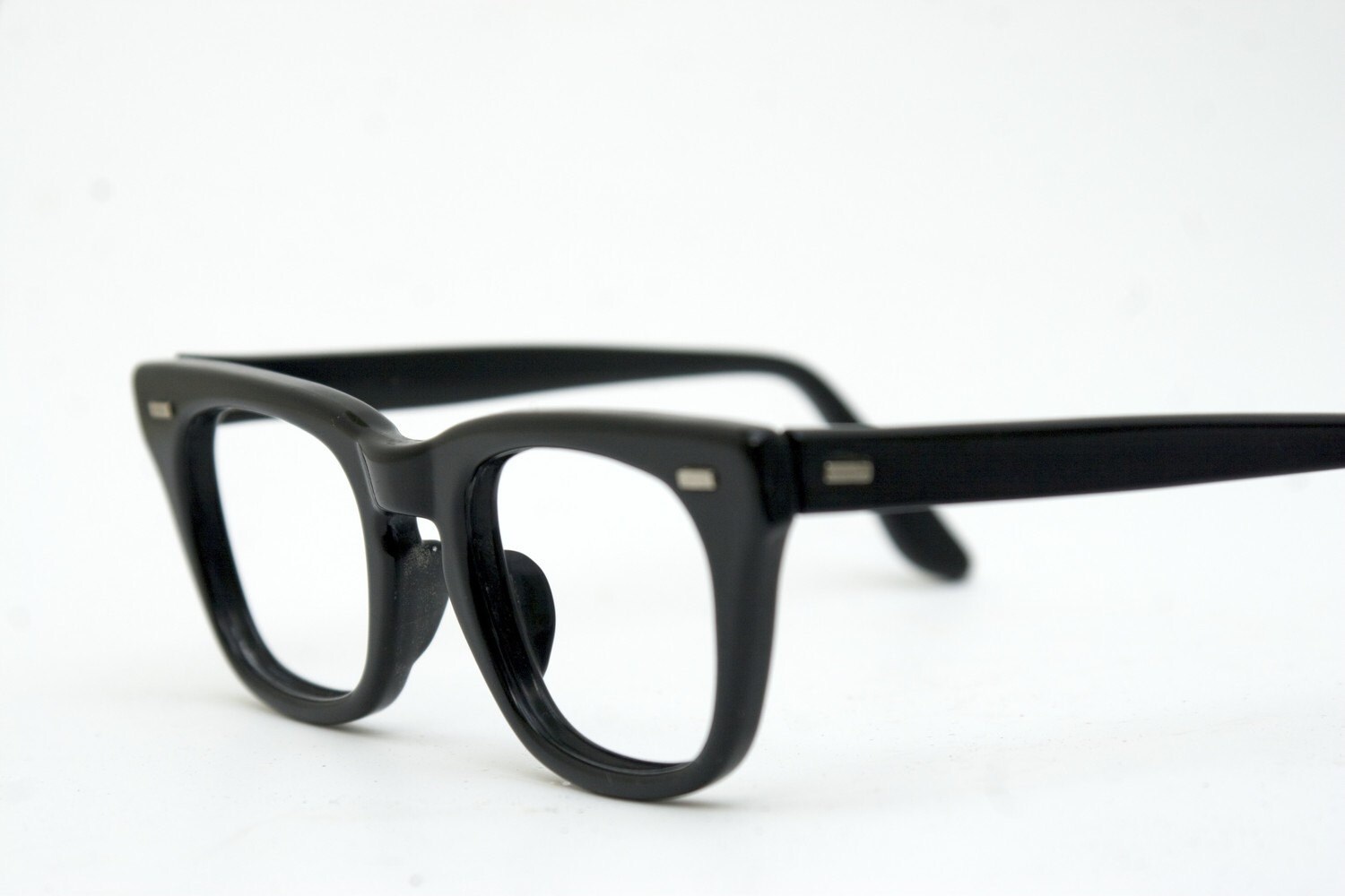 Vintage 60s Black Horn Rim Eyeglasses Frame 44 20 Small