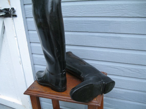 Vintage black rubber boots equestrian riding boots size 7 7