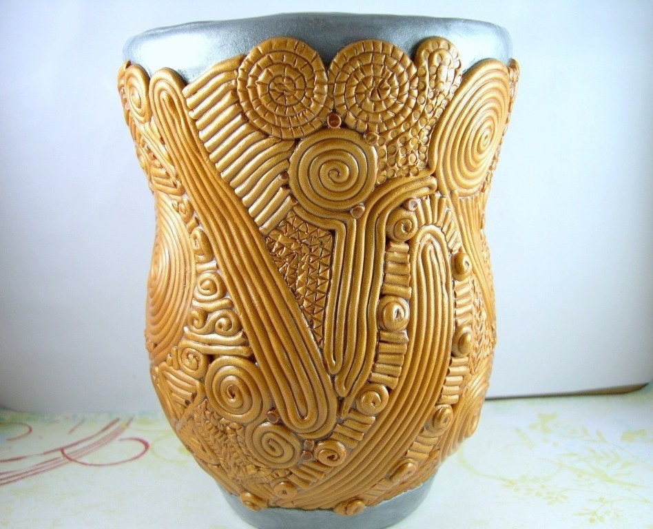 Polymer Clay Vase Handmade Polymer Clay Home by GemstonesandWire