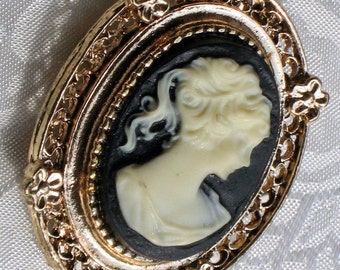 Black bakelite cameo | Etsy