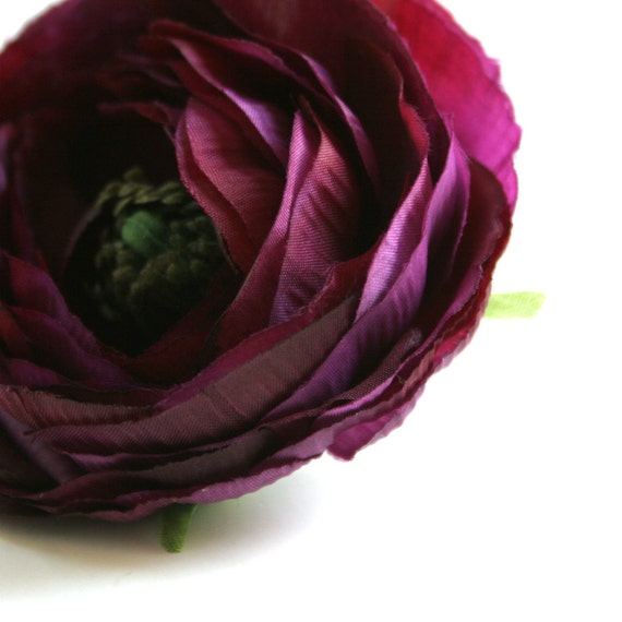 1 Large Silk Ranunculus Plum Artificial by SilkInspirations