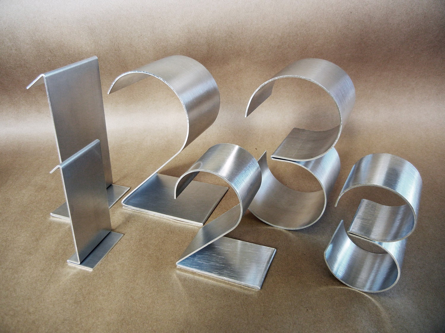 Metal table numbers freestanding large-Empire 6 COPPER by gaugenyc