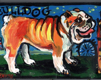 English bulldog art | Etsy