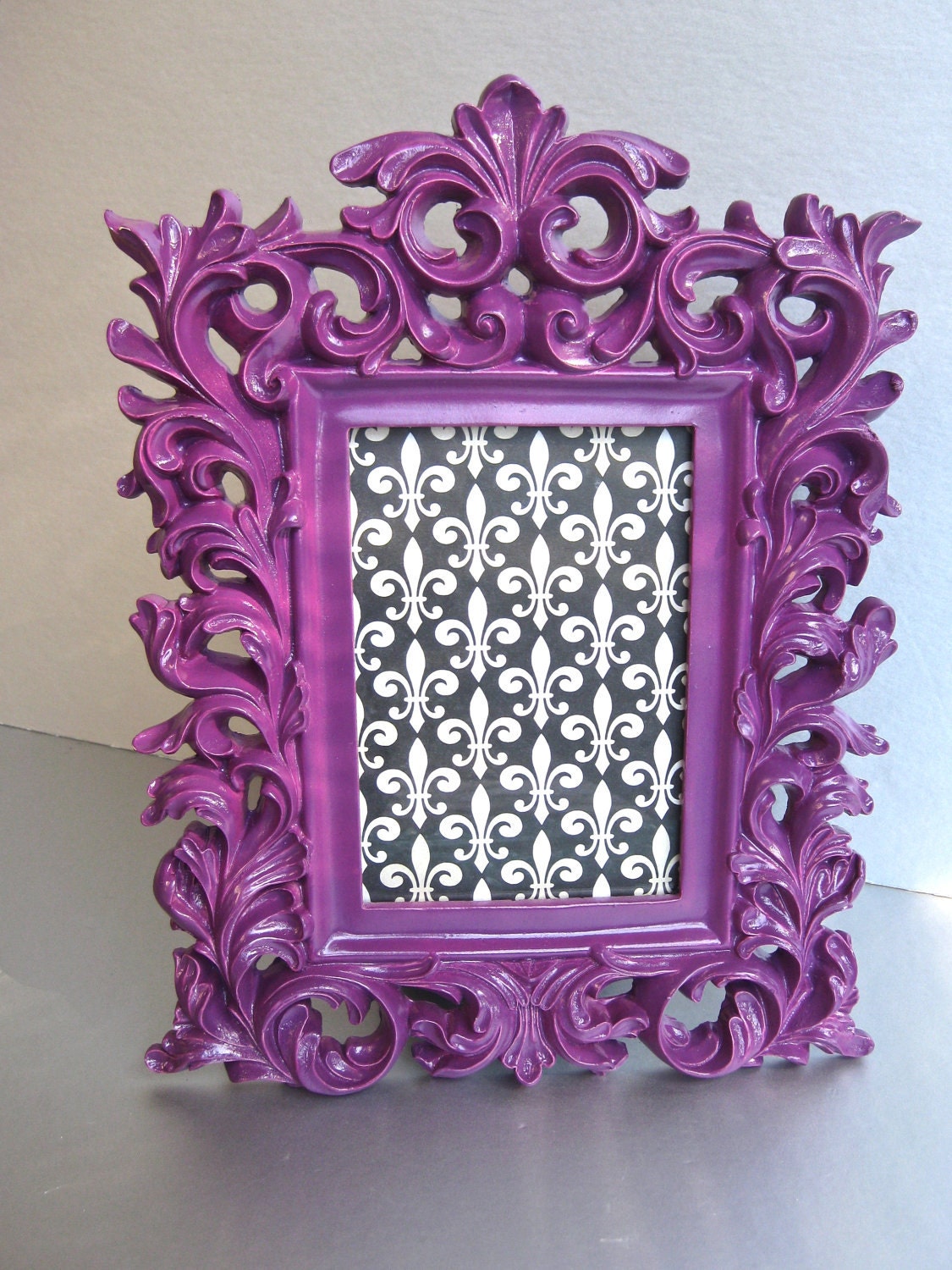 Hollywood Regency Purple Frame Parisian Chic Ornate Frame