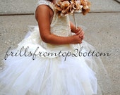 Ivory Flowergirl Dress . Tutu Skirt . Halter Top w/ Lace straps ...