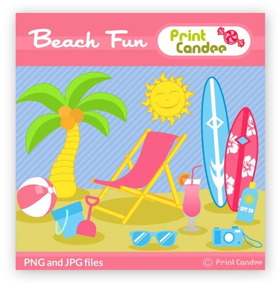 Beach Fun Digital Clip Art Personal and Commercial Use