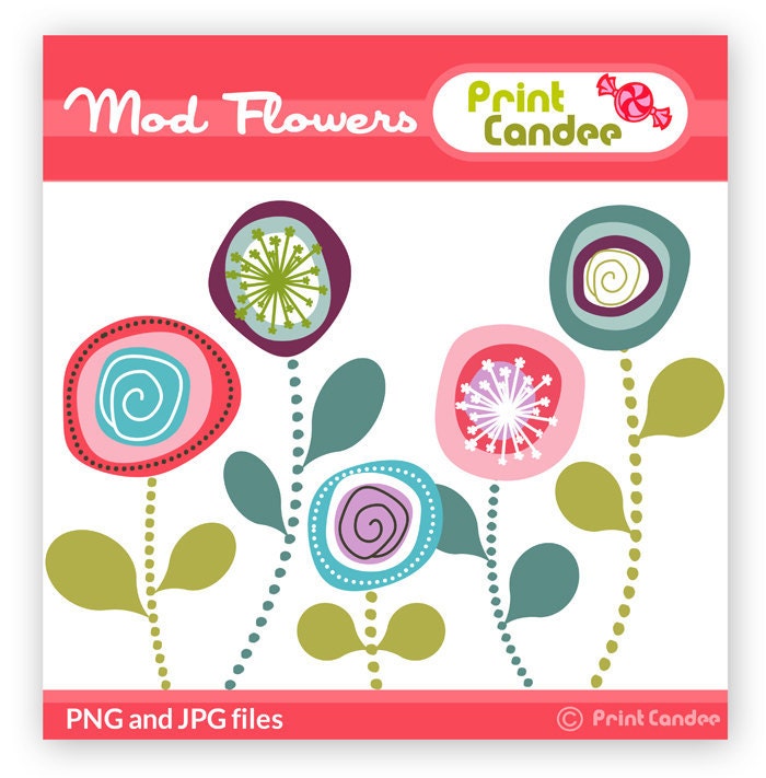Mod Flowers Digital Clip Art Personal and by printcandee