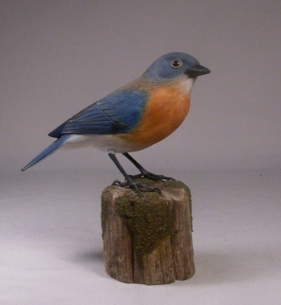 Eastern Bluebird Female Hand Carved and Hand Painted Wooden Bird
