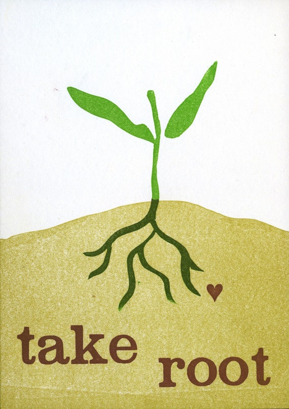 Take Root Letterpress Postcard by ragamuffinpress on Etsy