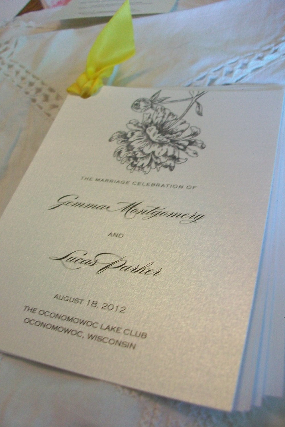 Wedding Program Sample of Emma Monogram or ANY DESIGN-1.29