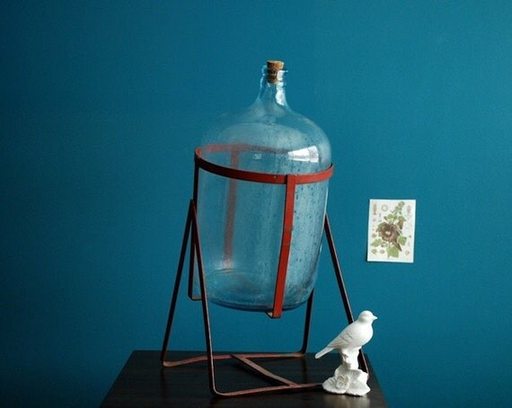 Extra Large Vintage Carboy with Metal Stand
