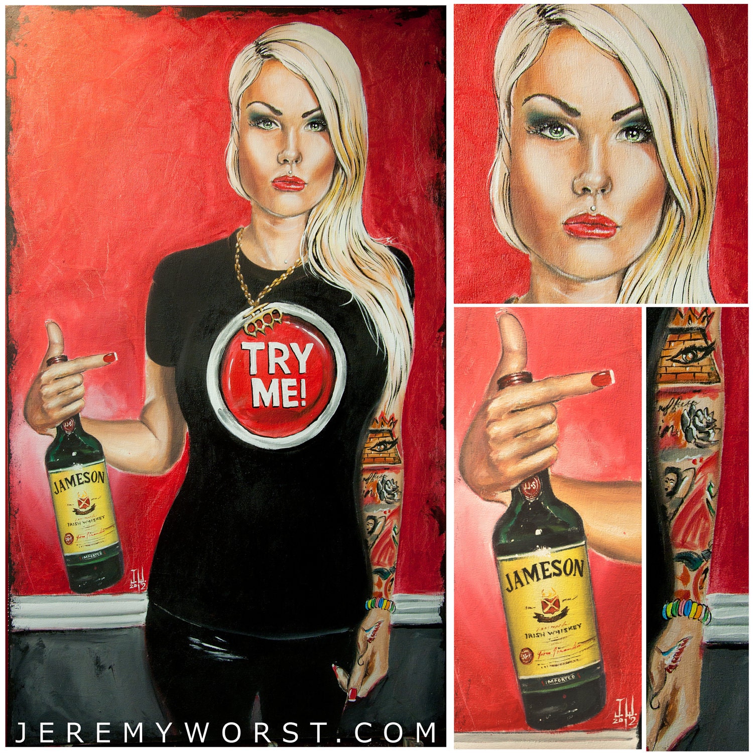 JEREMY WORST Try Me Jameson Whiskey Canvas Print sexy girl
