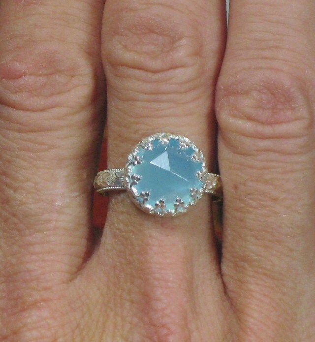 Blue Natural Gemstone Ring Sterling Silver by TazziesCustomJewelry