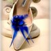Shoe Clips Royal Blue Black Guinea Feathers. Bride Bridal