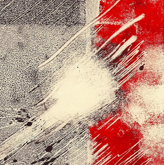 Abstract Art Monotype Print Modern Minimalist Original Wall