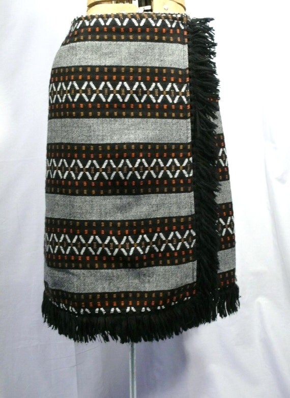 Items similar to vintage 70s native american inspired WOOL WRAP SKIRT ...