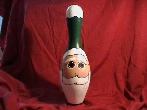 Items similar to REAL Bowling Pin -SANTA FACE- Great Bowling Gift on Etsy