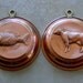 Vintage Solid Copper Molds with Cow and Fish for Wall Hanging