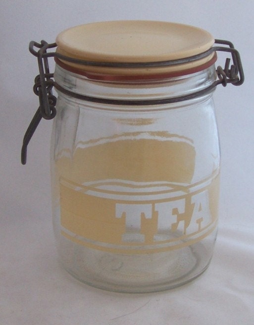 Wonderful Vintage Retro Tea Jar with Gradated Stripes and Glass Lid ...